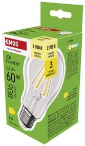 Emos lighting LED žárovka Filament A60 / E27 / 5,9 W (60 W) / 806 lm / teplá bílá 1525743204