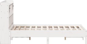 Postel s knihovnou bez matrace bílá 135x190 cm masivní borovice 3322925