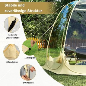 Costway 630° Průhledný PVC stan vyskakovací pro 5-6 osob – 265 × 265 cm