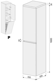Intedoor OPERA, vysoká koupelnová skříňka s košem na prádlo - pravá - OP SV 35 2D K P OP SV 35 2D K P