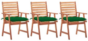 Zahradní jídelní židle s poduškami 3 ks masivní akáciové dřevo,  3064367