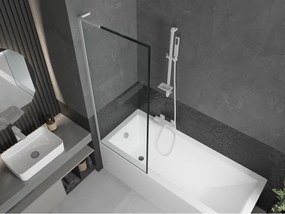 Mexen Next L, 1-křídlová vanová zástěna 70 x 150 cm, 6mm čiré sklo-černý vzor, ​​bílý profil, 895-070-000-03-70-20