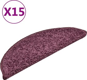 Schodové rohože 15 ks 56 x 17 x 3 cm tmavě fialové půlkulaté 322384