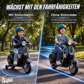 AIYAPLAY dětská elektrická Vespa PX150, Li-ion baterie, černá