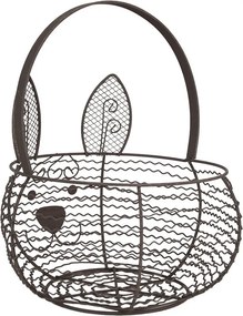Hnědý drátěný dekorační košík králík Bunny - Ø 20*12 cm
