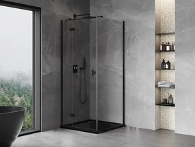 Mexen Mist HT, sprchový kout s výklopnými dveřmi levý 110 x 110 cm, čiré sklo, černý profil, 8A5T-110-110-70-00-L