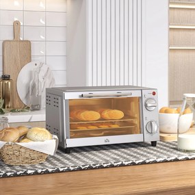 HOMCOM Mini trouba 9L Mini trouba s pečicím plechem, grilovací rošt, 100 °C-230 °C, s nastavitelnou teplotou a dobou pečení, časovač na 60 min, 750 W…