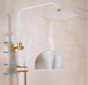 Nástěnný sprchový systém EYN BSE1250 v bílé barvě s otočným výtokovým ramínkem