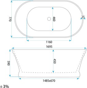 Rea Olivia, volně stojící 170x77 cm, bílá, bílý click-clack, REA-W0507