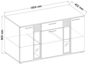 Stolarz Lempert Komoda Salsa Barva: Sonoma laminát, LED osvětlení: S osvětlením