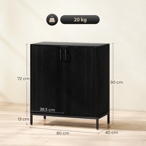 HOMCOM Moderní kuchyňská skříňka, kuchyňská skříňka se 2 dveřmi, nastavitelná police a zvýšená základna 80 x 40 x 90 cm, černá