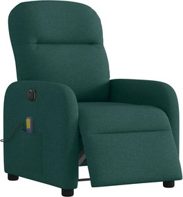Elektrické masážní polohovací křeslo tmavě zelené textil 3302968