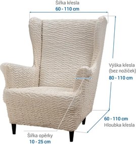 Bielastické potahy CRISTINA smetanová křeslo ušák (š. 60 - 110 cm)