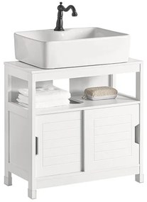Sobuy FRG128-W Skříňka pod umyvadlo, koupelnový nábytek, koupelnová skříňka s podložkou, bílá