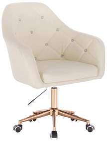 LuxuryForm DESIGN Křeslo ROMA na zlaté podstavě s kolečky - krémové