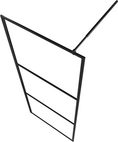 Zástěna do průchozí sprchy s policí černá 90x195 cm ESG/hliník 3185459