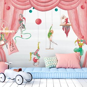 Gario Fototapeta Cirkusoví akrobati a růžový závěs Materiál: Vliesová, Rozměry: 200 x 140 cm