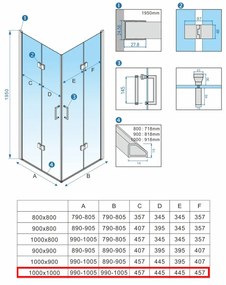 BPS-koupelny Čtvercový sprchový kout HYD-SK08B 100x100 chrom/transparent