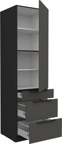ARIA pe | vysoká skříňka 60 DKS-210 3S1F potravinová | UNI DVÍŘKA | 60 cm | PREMIUM BOX | černá/šedá grafit