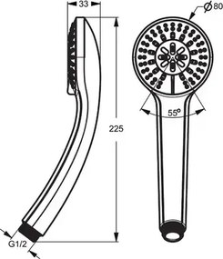 Ideal Standard Idealrain - Sprchová hlavice | 3 proudy | chrom
