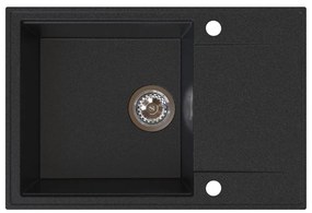 Sink Quality Sink55, kuchyňský granitový dřez 680x460x215 mm + chromový sifon, grafitová, SKQ-SINK.G.1KDO.X