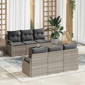Set pohovek 7 ks 6-Počet míst Světle šedá polyratan 3346272