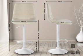 Barová židle Lex umělá kůže bílá konstrukce – krémová