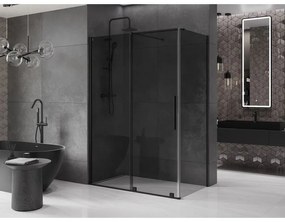 Mexen Velar, sprchový kout s posuvnými dveřmi 130 x 70 cm, 8mm šedé sklo, černá matná, 871-130-070-41-70