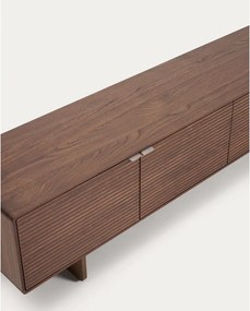 Tmavě hnědý TV stolek v dekoru ořechu 200x46x40 cm Norlen – Kave Home