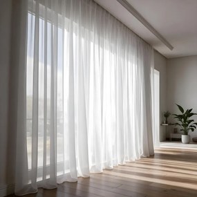 Hotová voálová záclona bílá s řasící páskou Ervi 40760 (různé velikosti)