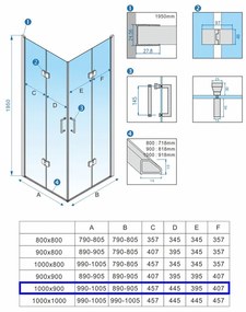 BPS-koupelny Obdélníkový sprchový kout HYD-OK13A 100x90 černá/transparent - bez vaničky
