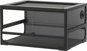 PawHut zvýšené skládací terárium pro plazy 60 × 45 × 32 cm (24 × 18 × 13 palců) — kalené sklo, zamykatelné víko, podávací dvířka, síťované větrání, 3…