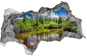 Wallmuralia Nálepka 3D díra na zeď Jezero v lese 95x73 cm