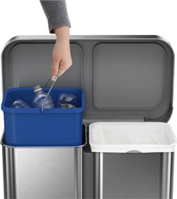 Ocelový odpadkový koš 34+24 l na tříděný odpad/nášlapný v matně stříbrné barvě – simplehuman