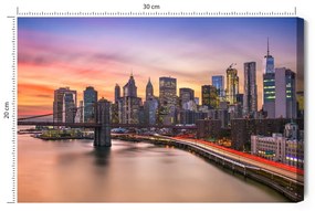 Obraz Panorama Města New York Nedostatek Nedostatek Přírodní plátno 40x30