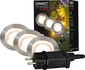 BRI 3914032 CONNECT TO SHINE startovací sada Padouk 3ks LED zapuštěných svítidel do země, IP67 - BRILONER