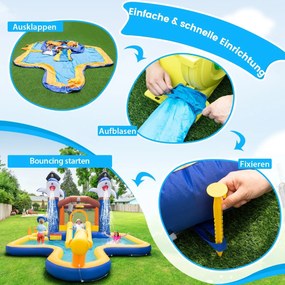 Costway 7 v 1 vodní skluzavka Park nafukovací skákací dům s bazénkem, barvitý