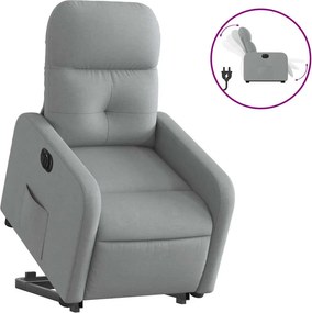 Elektrické zvedací polohovací křeslo světle šedé textil 3206813