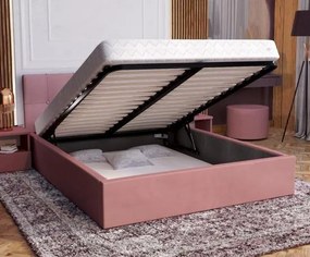 Čalouněná postel RINO 120x200 cm s kovovým roštem růžová
