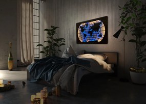 Li-Go "Mapa světa rovnoběžky" světelný RGBW obraz 230V 125x74 cm provedení povrchu: dub světlý
