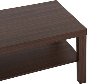 HOMCOM Moderní konferenční stolek se 2 úložnými policemi, nízký stolek na čaj pro obývací pokoj a kancelář, nosnost 20 kg, 90x45x44,5 cm, ořech