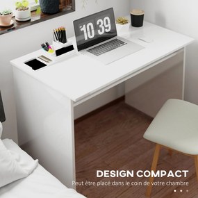 HOMCOM Počítačový stůl Kompaktní Elegantní kancelářský stůl s 1 policí, Dřevotříska, rozměr 90D x 50Š x 74V cm, Vysoce lesklá bílá