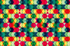 DIMEX | Samolepicí vliesová fototapeta na zeď Barevné trojúhelníky MA-5-2052 | 375 x 250 cm | zelená, modrá, červená, žlutá, oranžová