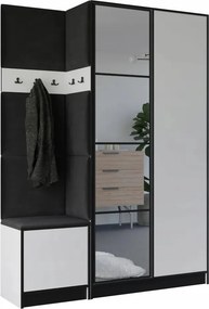 Šatní skříň EDEN 13 bílý + černý Vzor 1