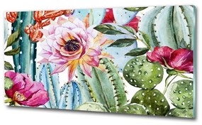 Wallmuralia Fotoobraz na skle Kaktusy a květiny 100x50