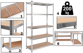 Dílenský regál IRONHOLD 205x120 cm stříbrný