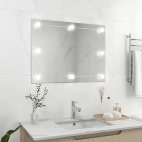 Nástěnné zrcadlo bez rámu s LED osvětlením obdélníkové sklo 3078644