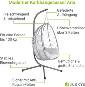 Juskys Závěsné křeslo Aria se stojanem Barva: béžová
