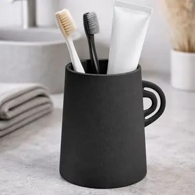 SPIRELLA Kelímek na kartáčky ORGANIC matně černý / keramika / 9 x 12 c