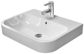 Duravit Happy D.2 - Umyvadlo 60x46 cm, s přepadem, s otvorem pro baterii, WonderGliss, bílá 23156000001